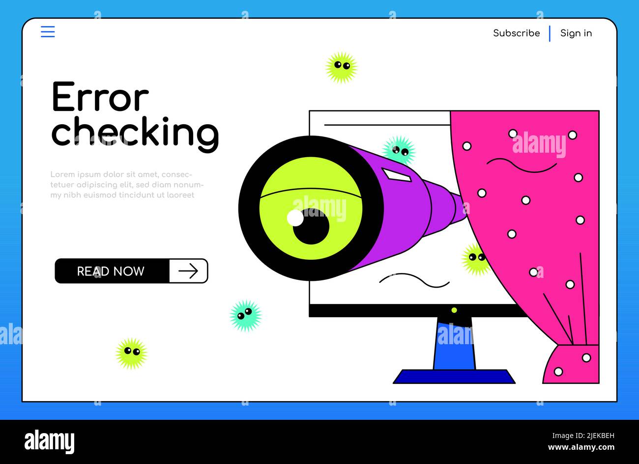 Error checking and viruses - colorful flat design style banner Stock ...