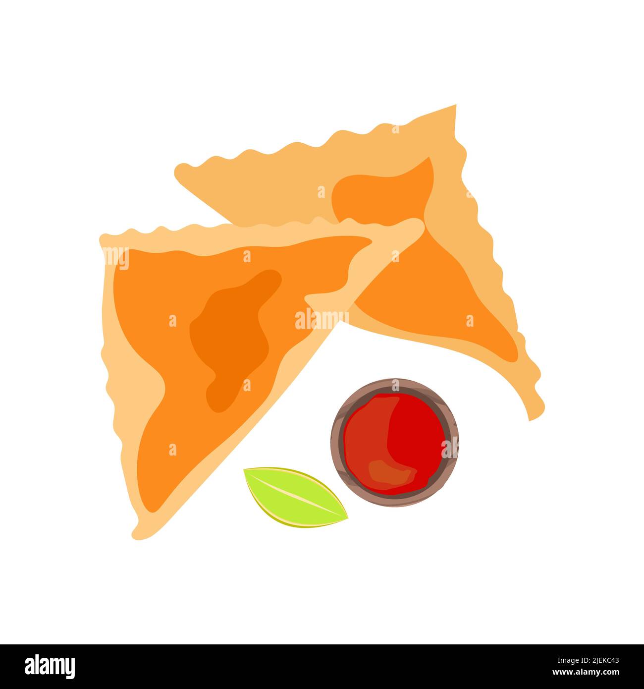 Turkish cuisine dish Samsa or Sambousak for cafe or restaurant menu design isolated on white ...