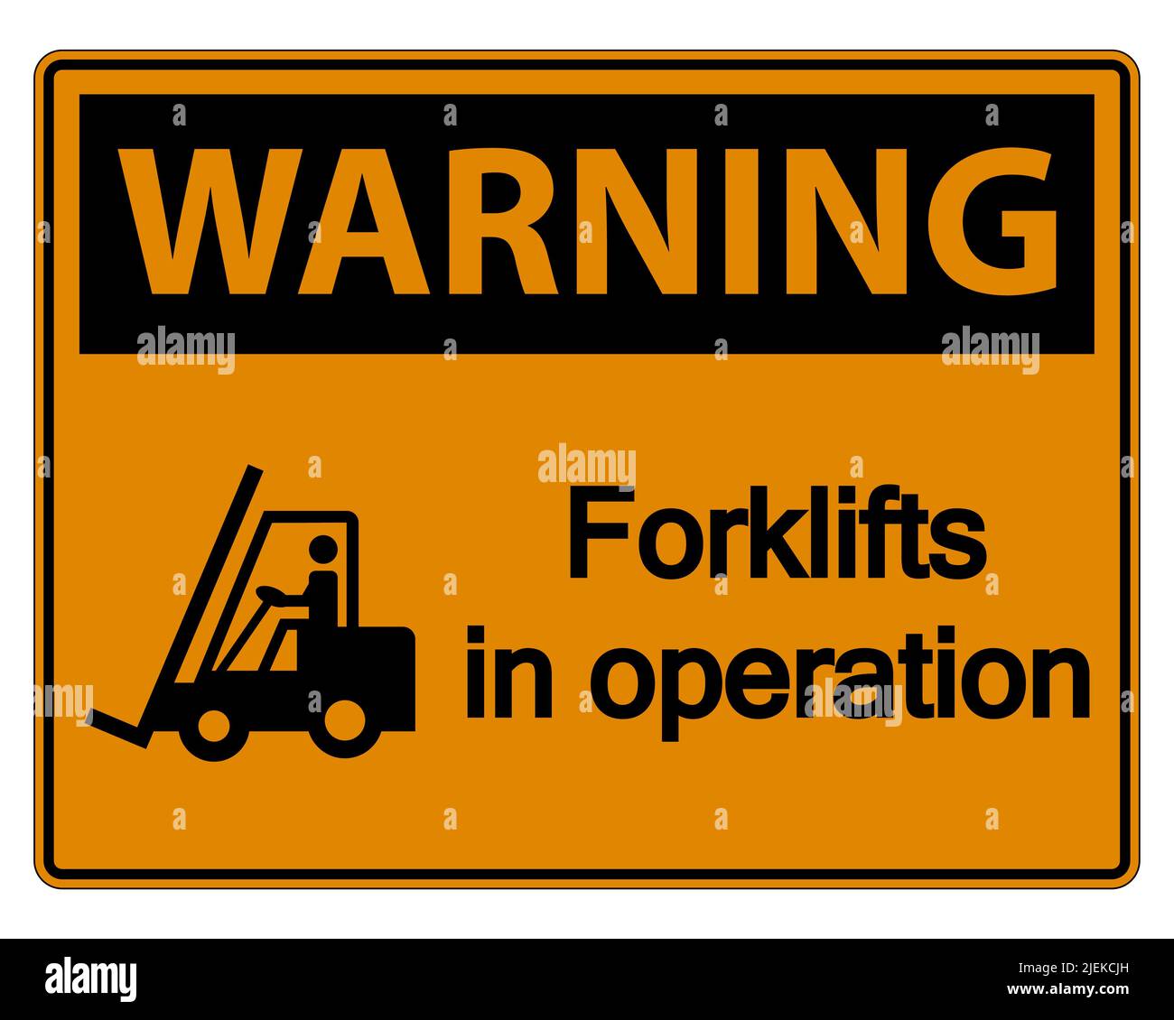 Warning forklifts in operation Sign on white background,vector ...