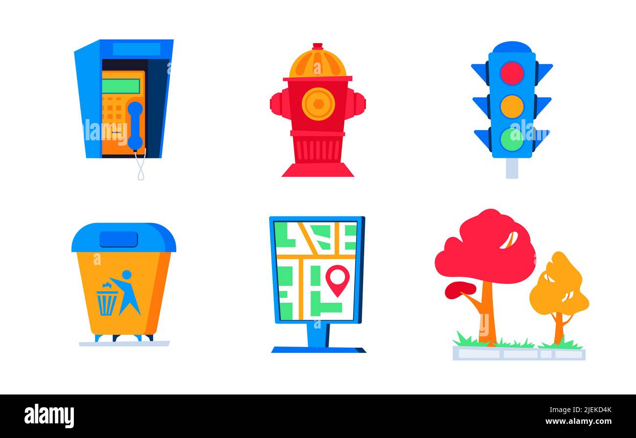 City locations and tourism - flat design style icons set Stock Vector ...