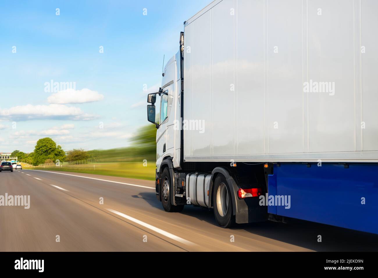 White blank modern delivery big shipment cargo commercial semi trailer ...