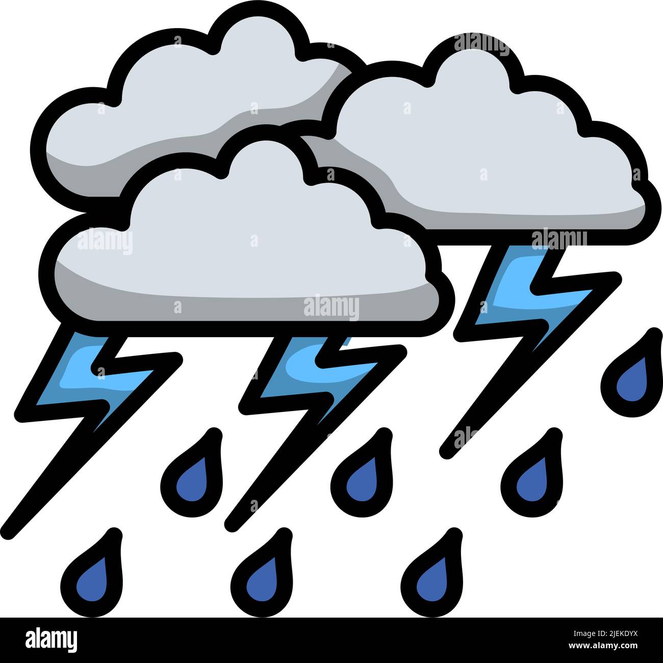 Thunderstorm Icon. Editable Bold Outline With Color Fill Design. Vector ...