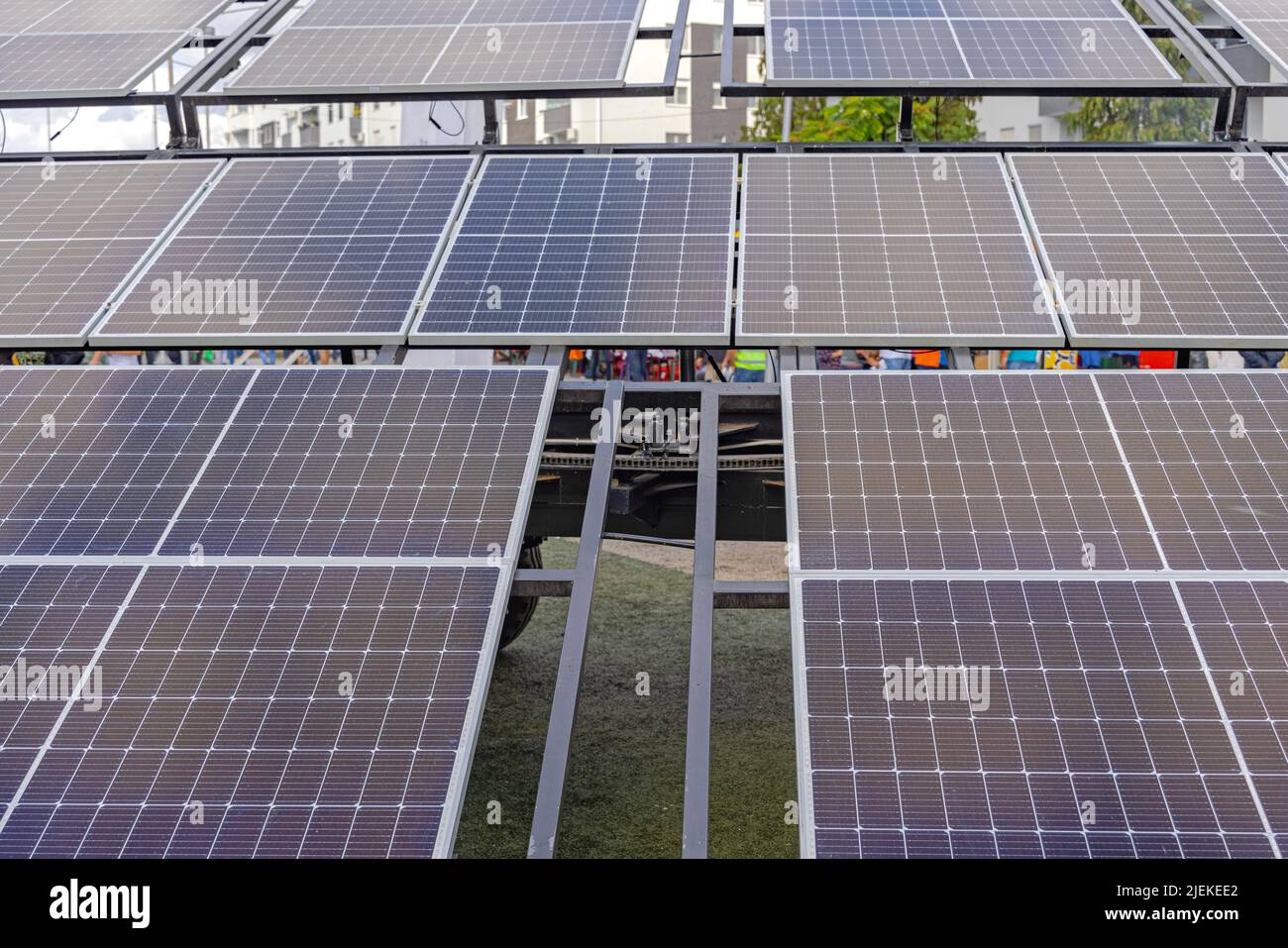 Large Solar Panels Array at Trailer Portable Power Equipment Technology ...