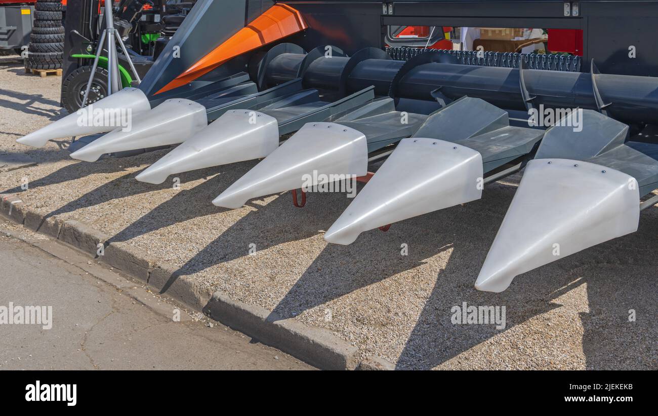 Corn Head Attachment at Combine Harvester Machine Farming Stock Photo ...