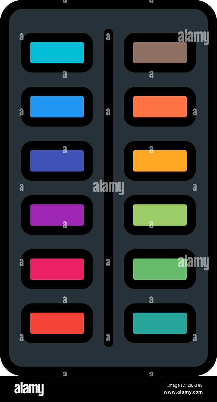 Watercolor Paint-box Icon. Editable Bold Outline With Color Fill Design ...