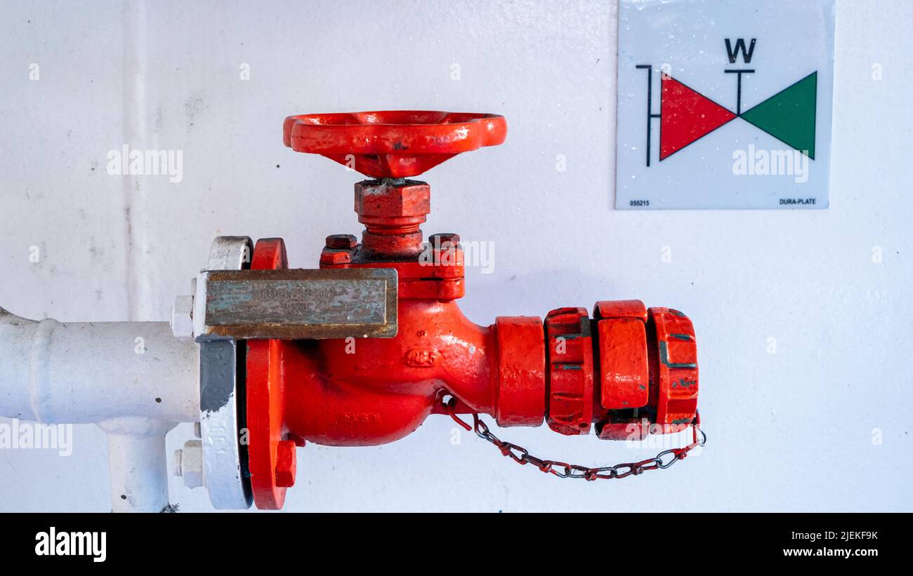 Detail of fire hydrant on board a ship. Passenger ferry Stock Photo - Alamy