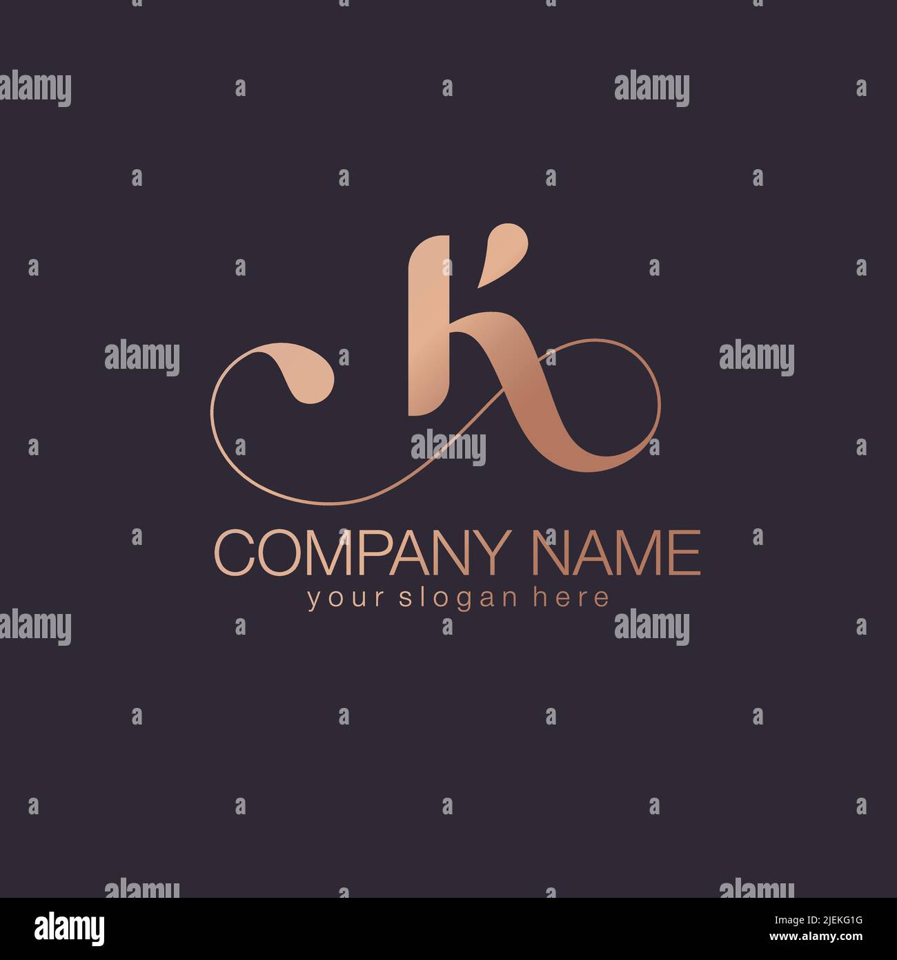 K letter monogram. Elegant luxury K logo. Calligraphic style. Corporate ...