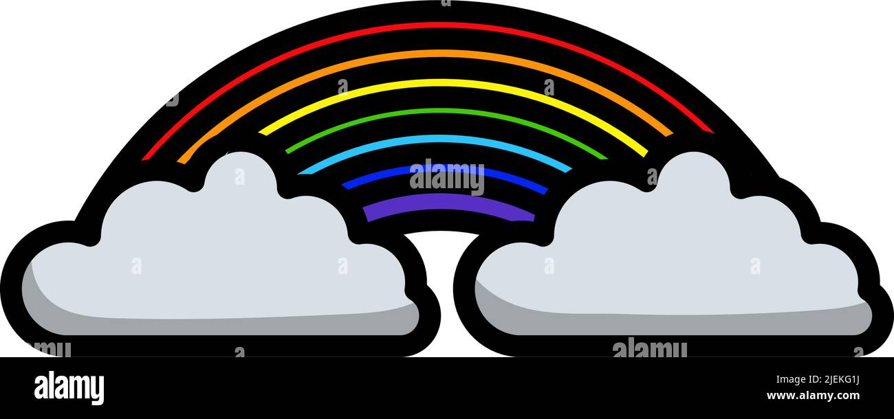 Rainbow Icon. Editable Bold Outline With Color Fill Design. Vector ...