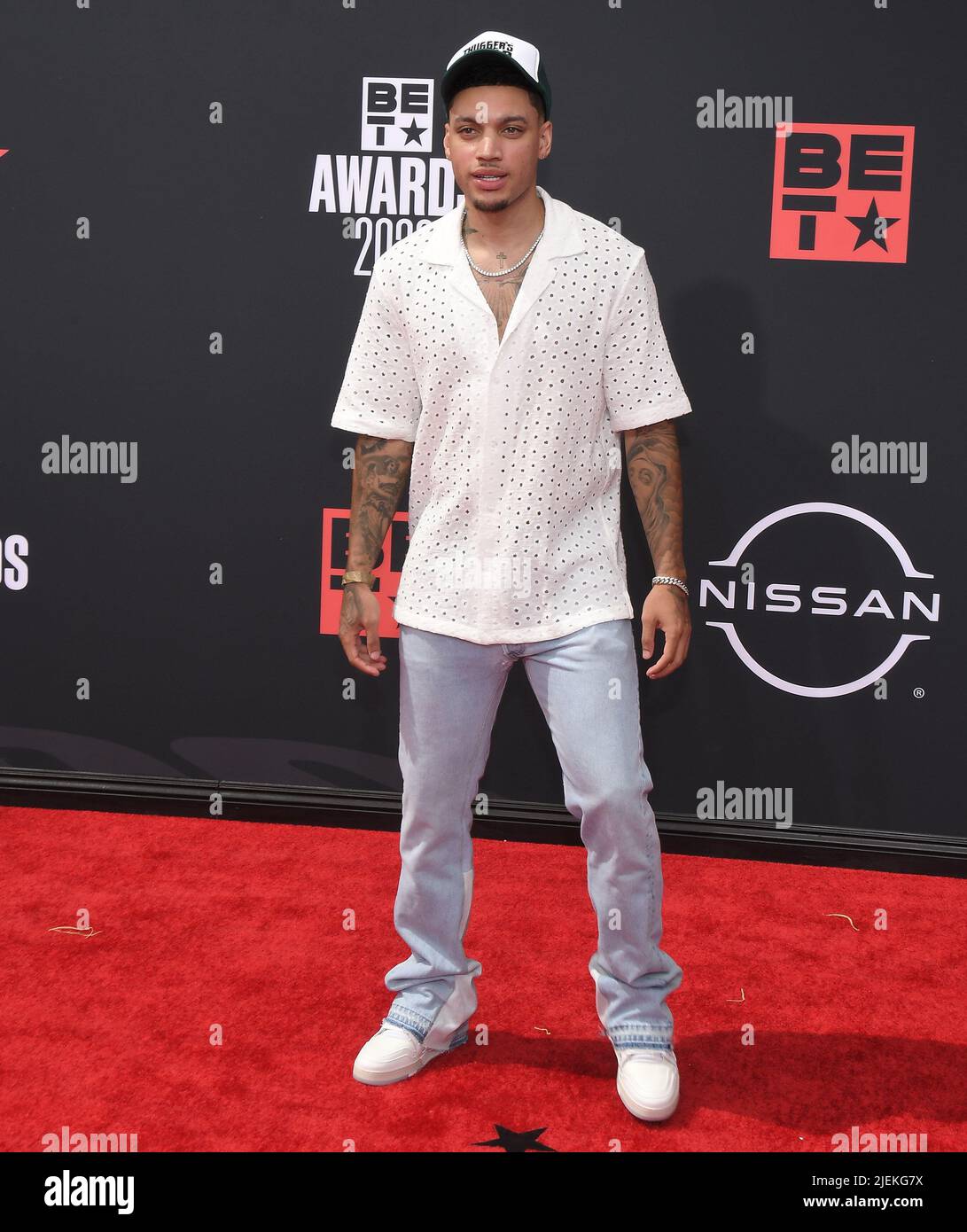 Zachary Larson arrives at the BET Awards 2022 held at the Microsoft ...