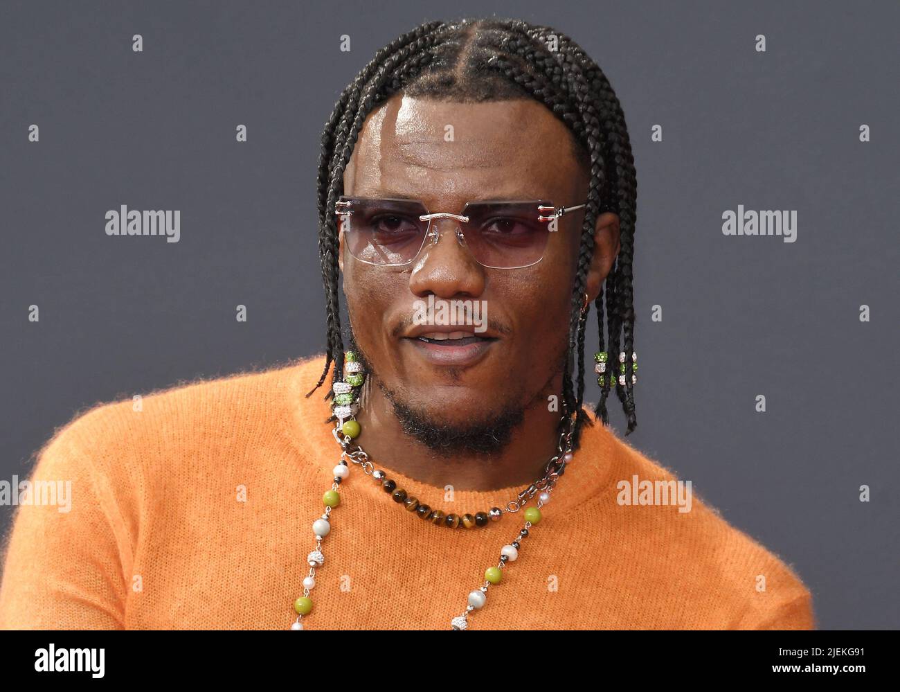 Pheelz arrives at the BET Awards 2022 held at the Microsoft Theater in ...