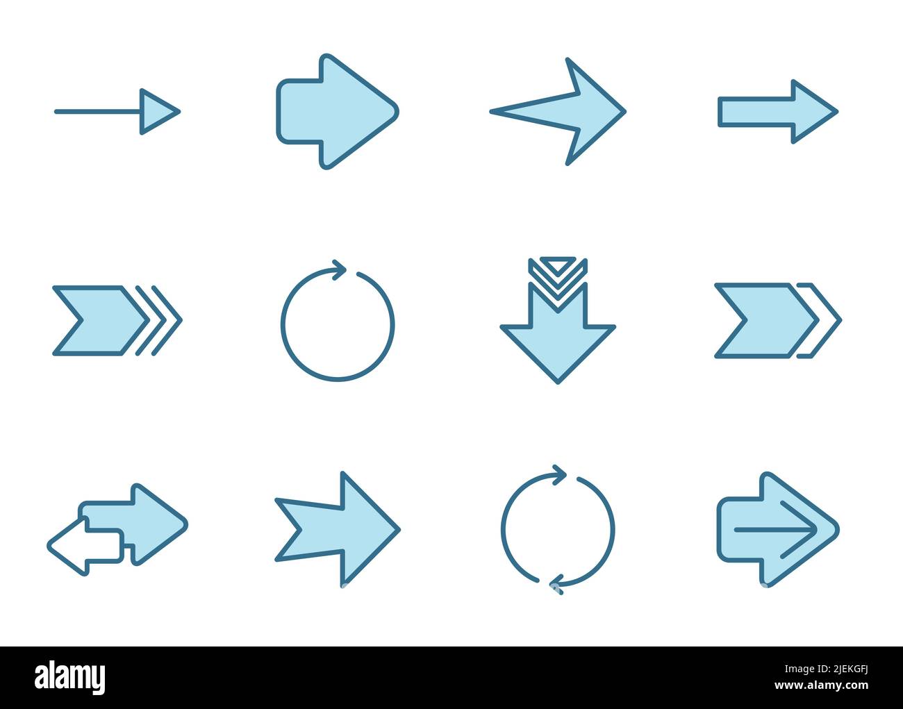 Arrows line icon set in two colors isolated on white background Stock ...