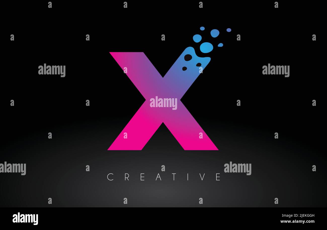 X Dots Letter Logo Design with Creative Artistic Bubble Cut in Blue ...