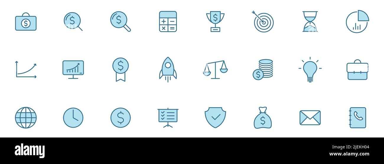business finance outline icon set in two colors Stock Vector Image ...