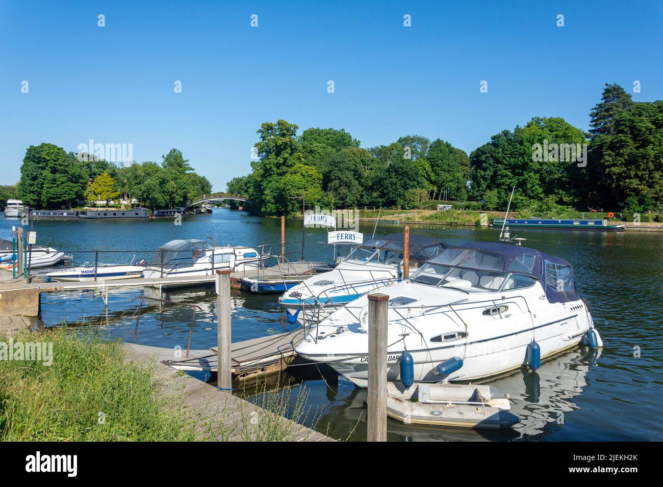 D'Oyly Island and River Thames from Towpath, Shepperton Lock and Weir ...