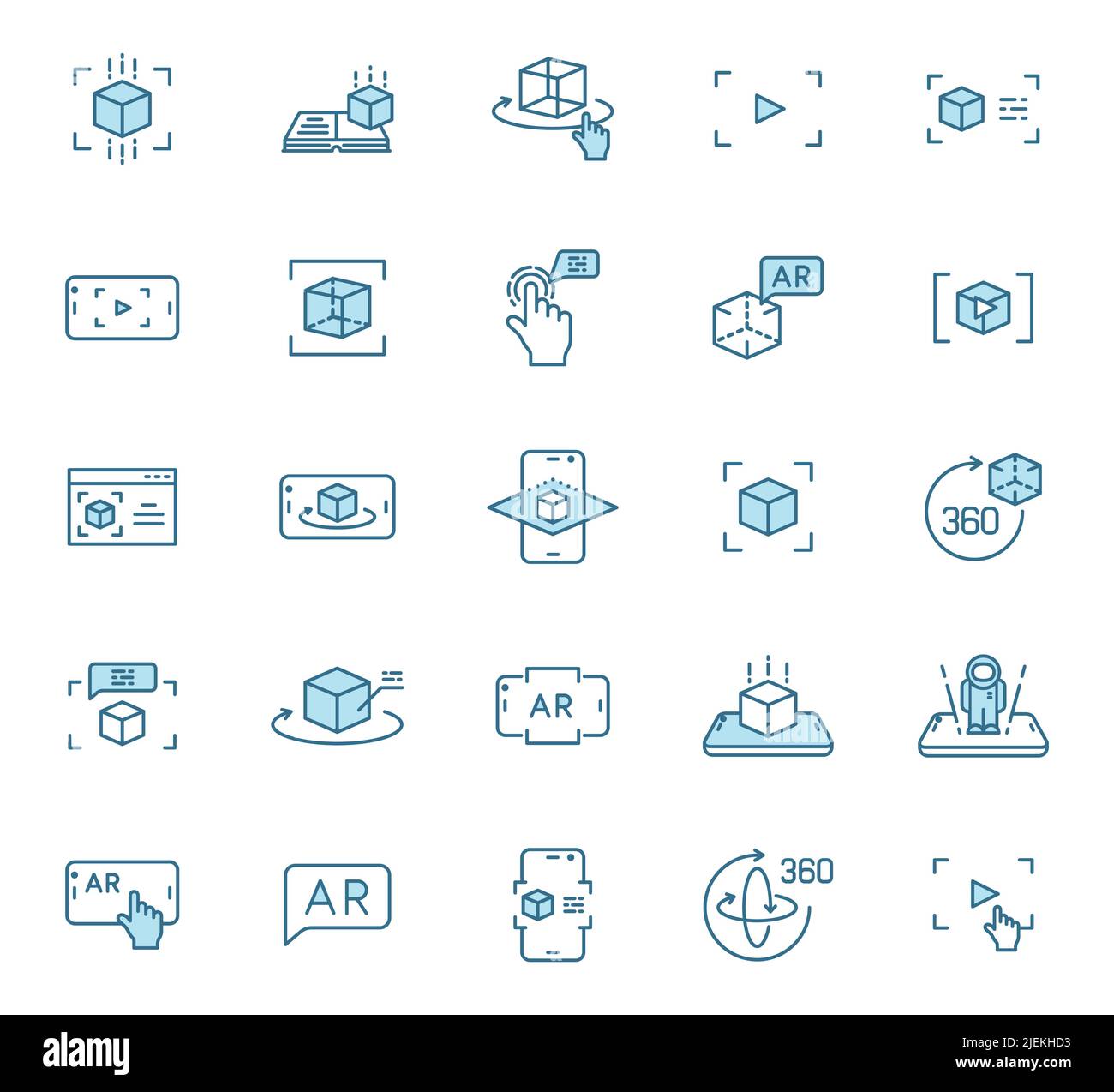Augmented reality outline vector icons in two colors Stock Vector Image ...