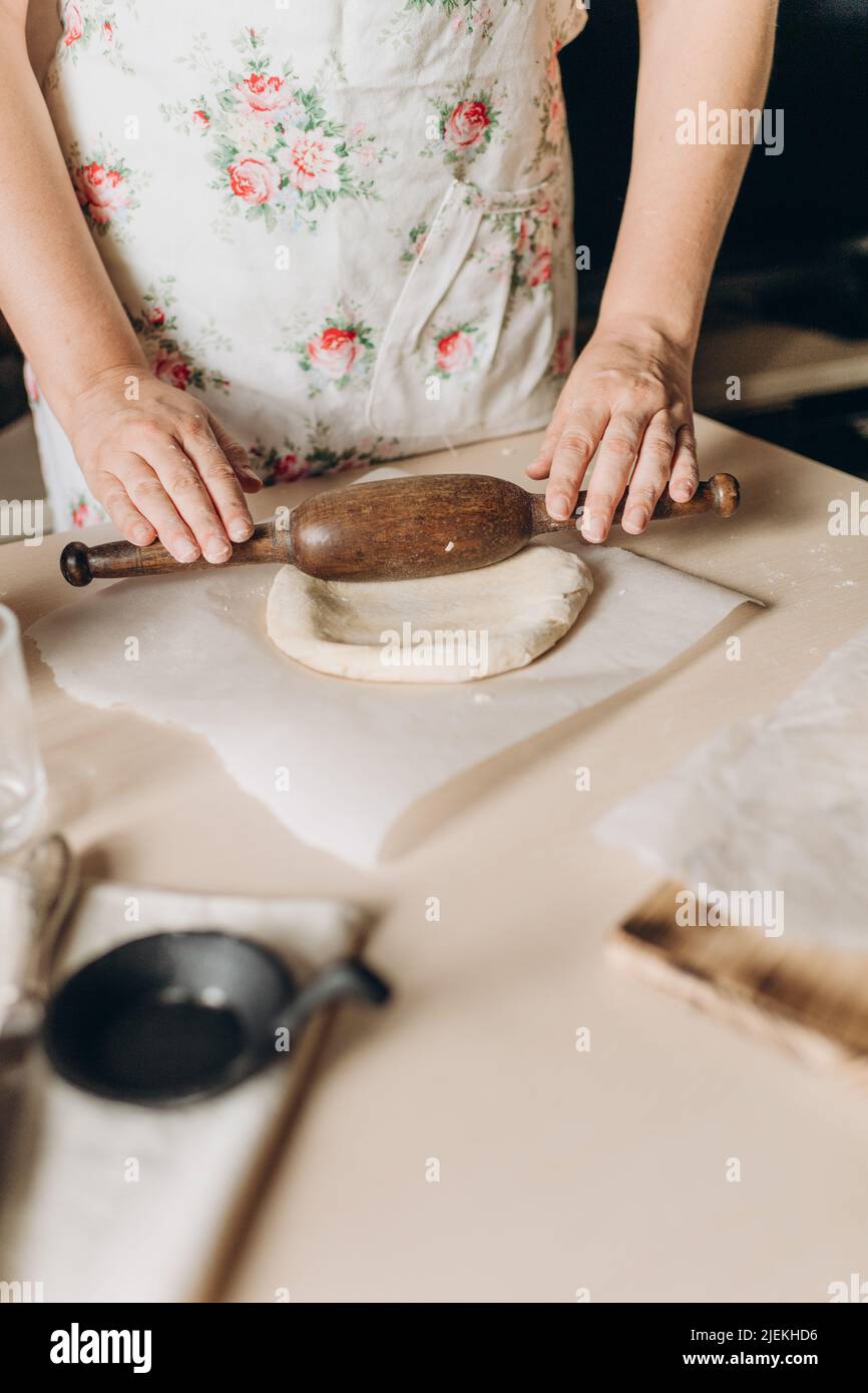 the process of making dough in the kitchen at home, home cooking ...