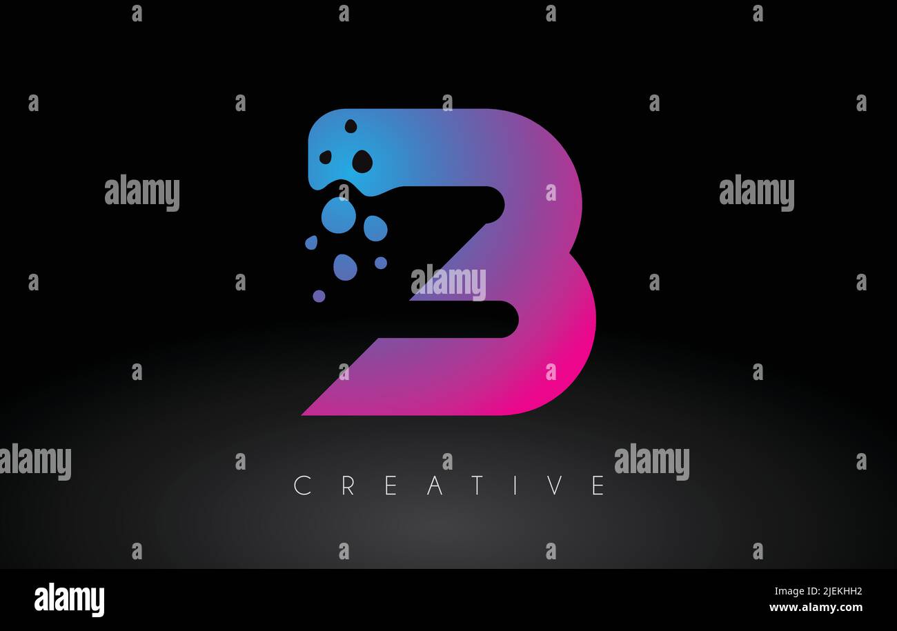 B Dots Letter Logo Design with Creative Artistic Bubble Cut in Blue ...