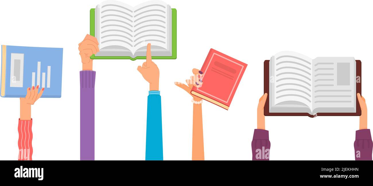 Human hand holding open book Stock Vector Images - Alamy