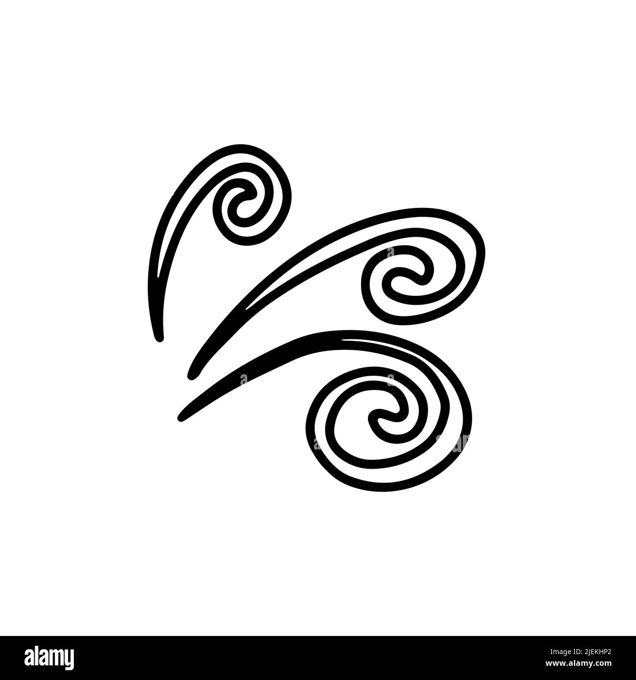 Swirl icon vector illustration. Hand drawn black design. Safety wind ...