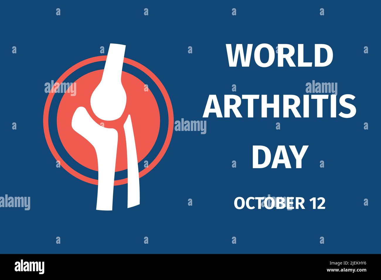 World arthritis day. Bone in red pain rings, flat symbol of ...