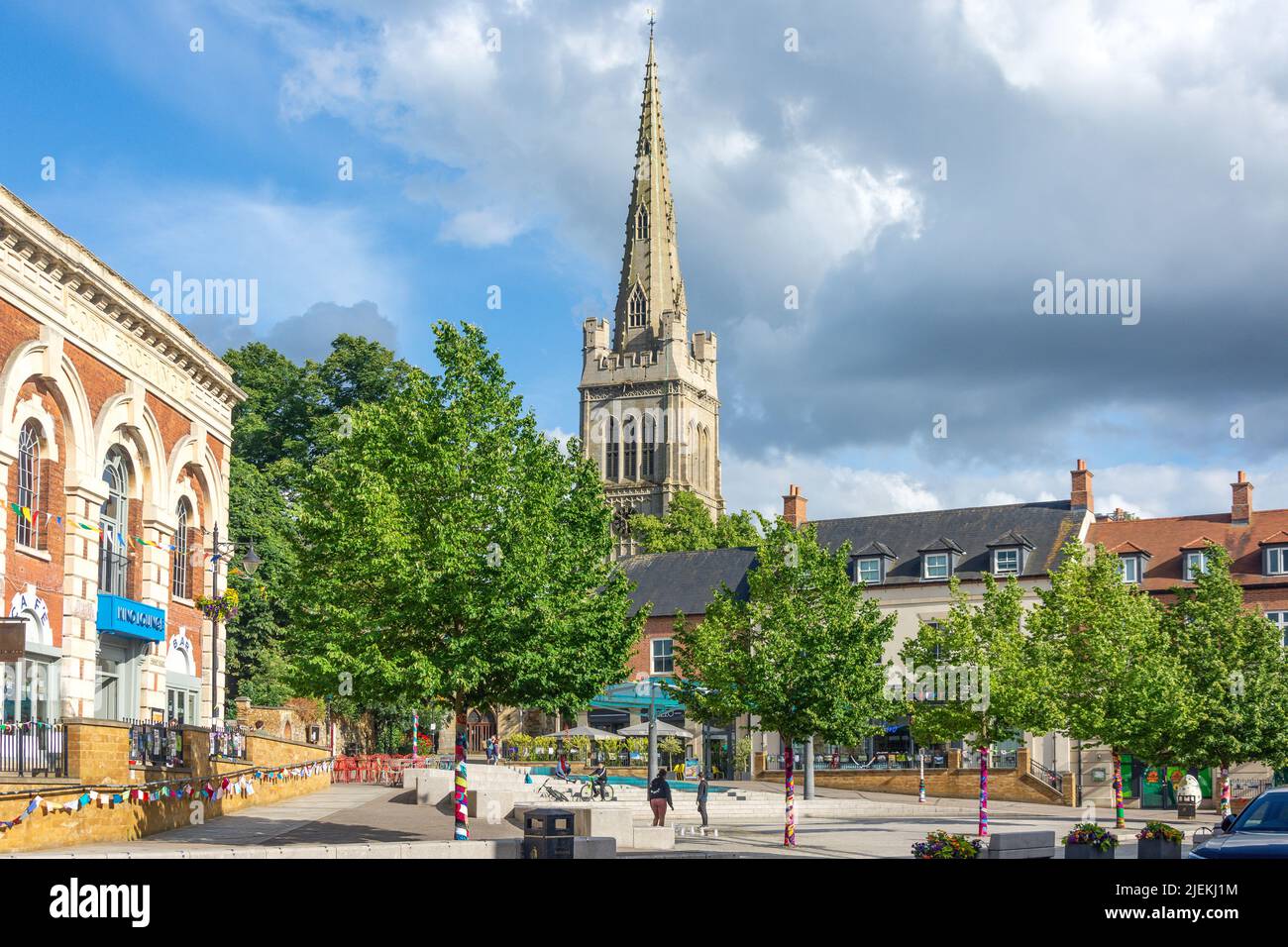 St Peter and Paul Church from Market Place, Kettering, Northamptonshire ...