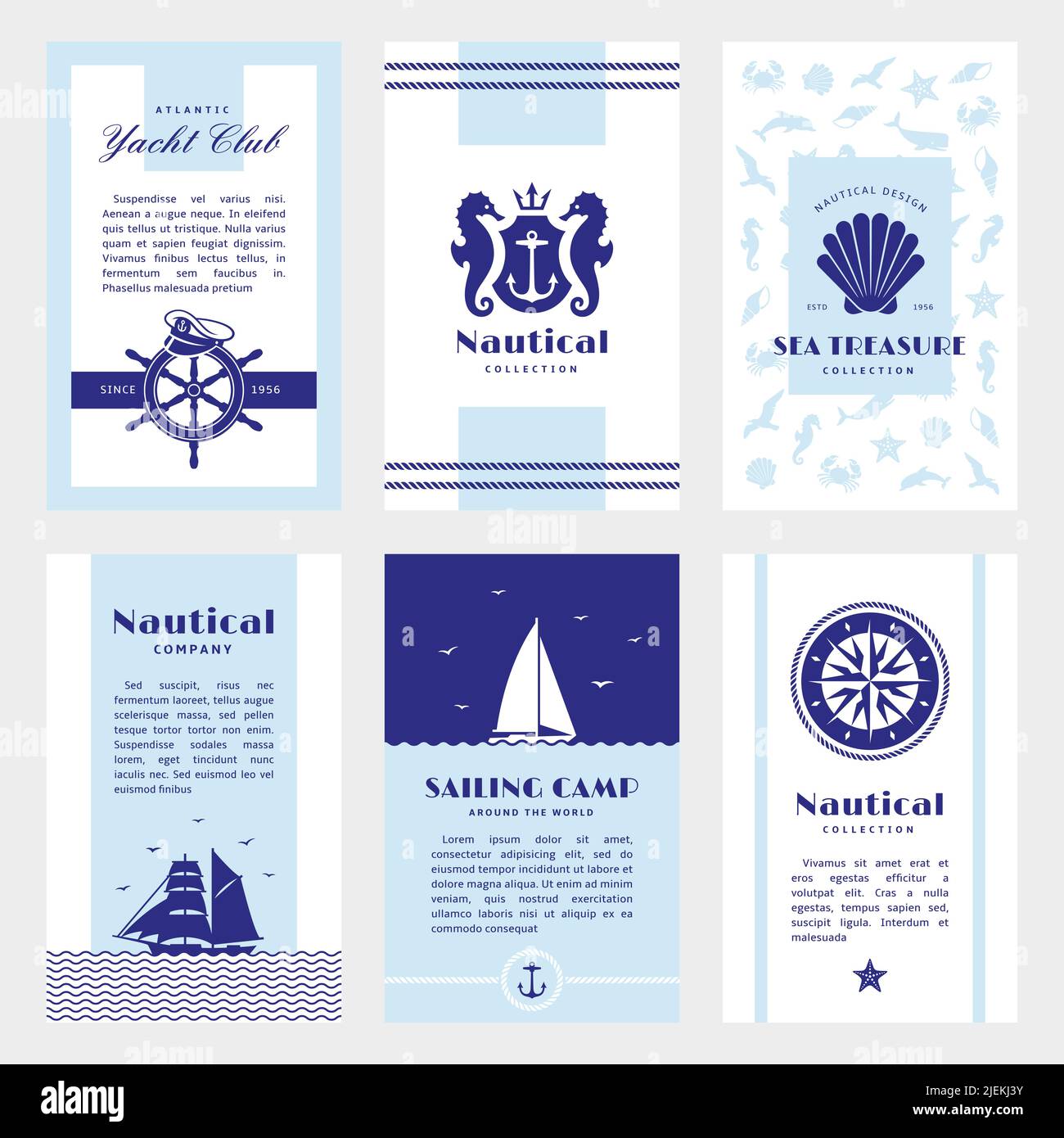 Nautical brochures. Menu, cruise or wedding brochure design. Marine ...