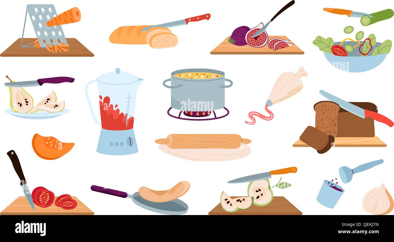 Prepare food process. Cooking, chopped fruit, vegetables on board ...