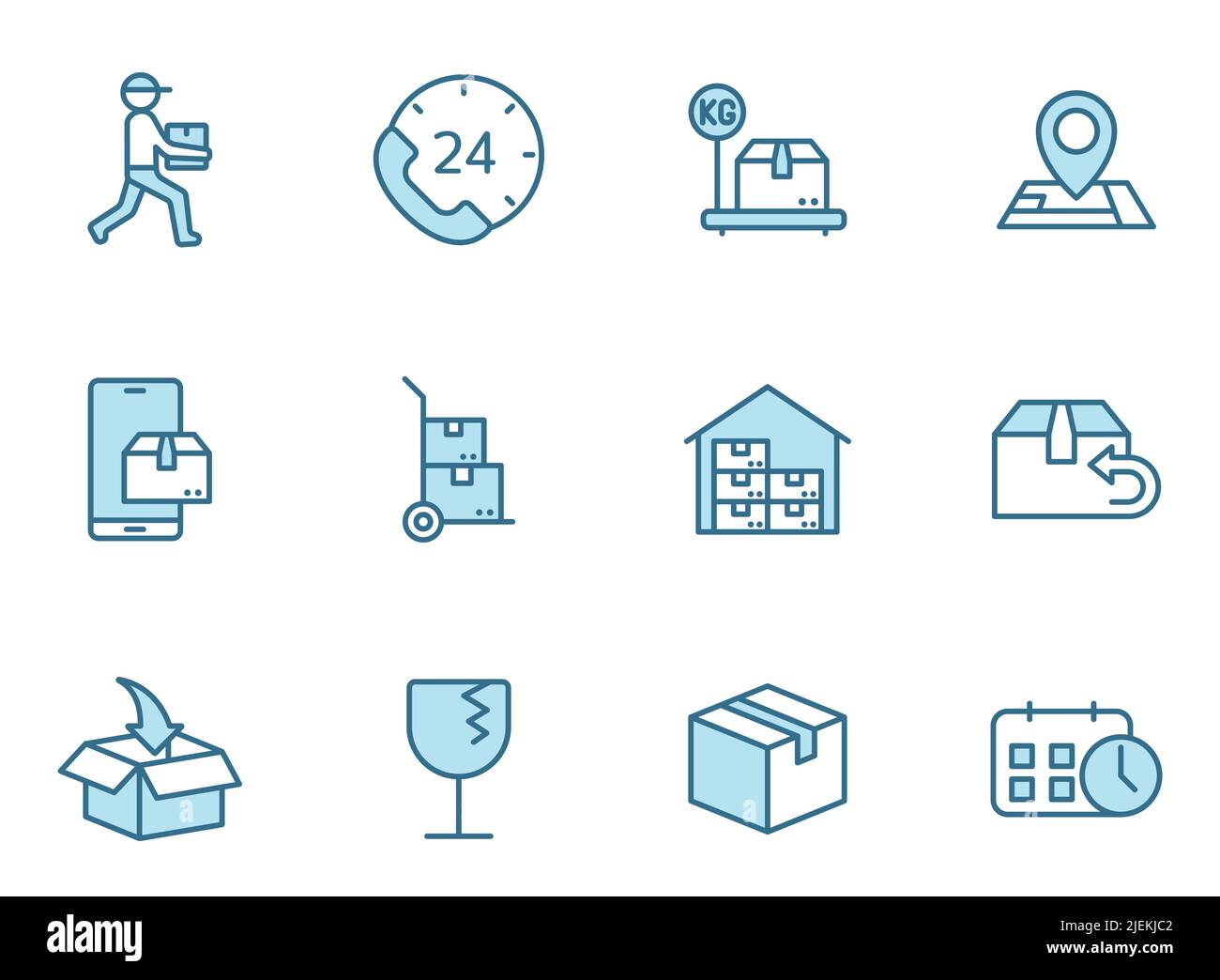 delivery linear vector icons in two colors isolated on white background ...