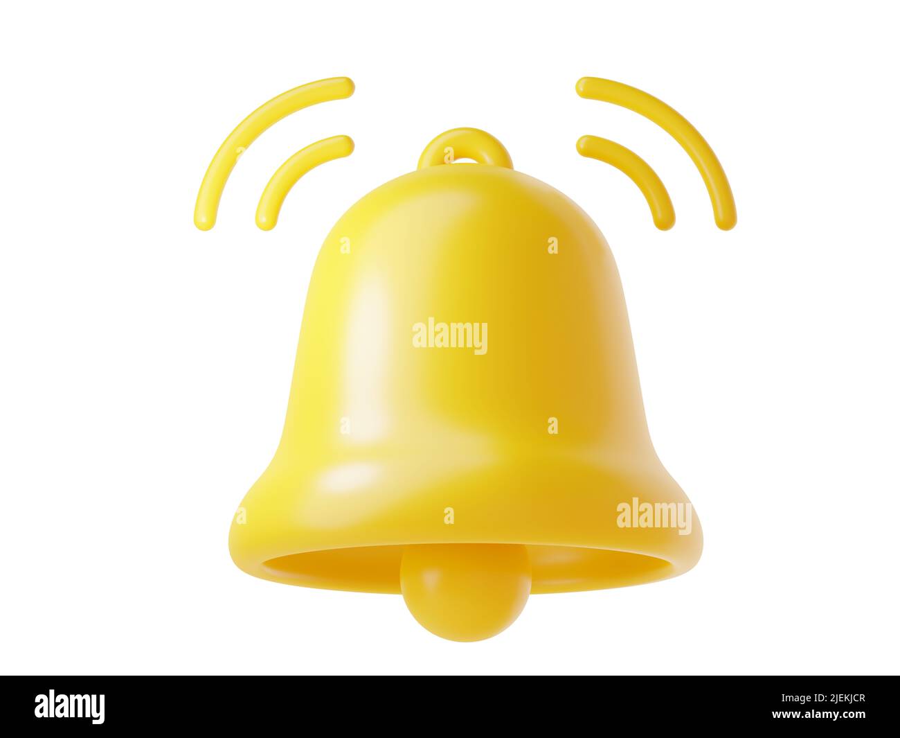 Notification bell icon 3d render - cute cartoon illustration of simple ...