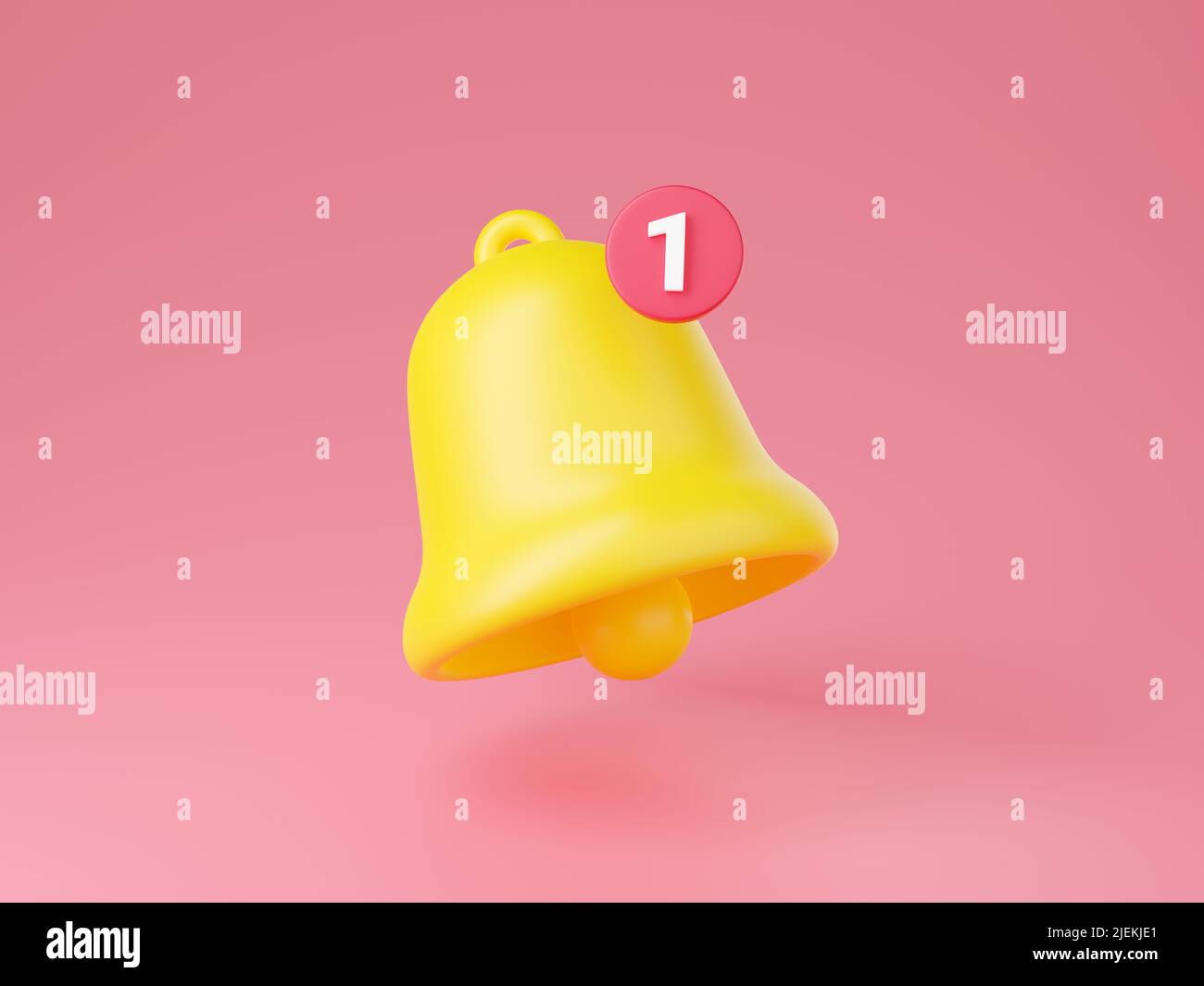 Notification bell icon 3d render - cute cartoon illustration of simple ...