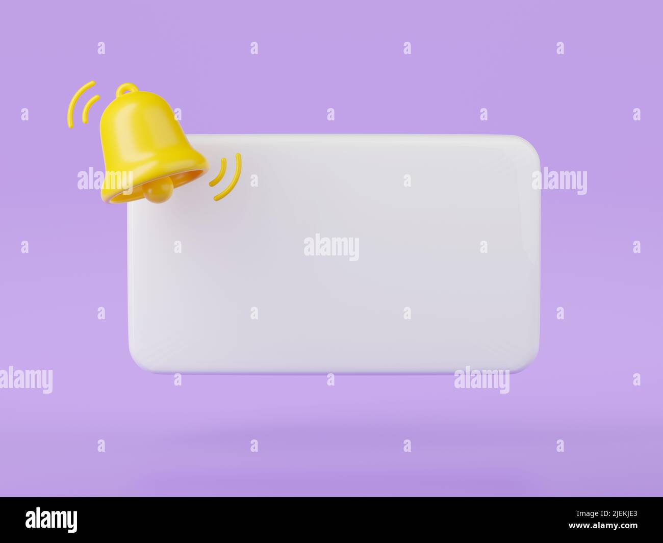 Notification bell icon 3d render - cute cartoon illustration of simple ...