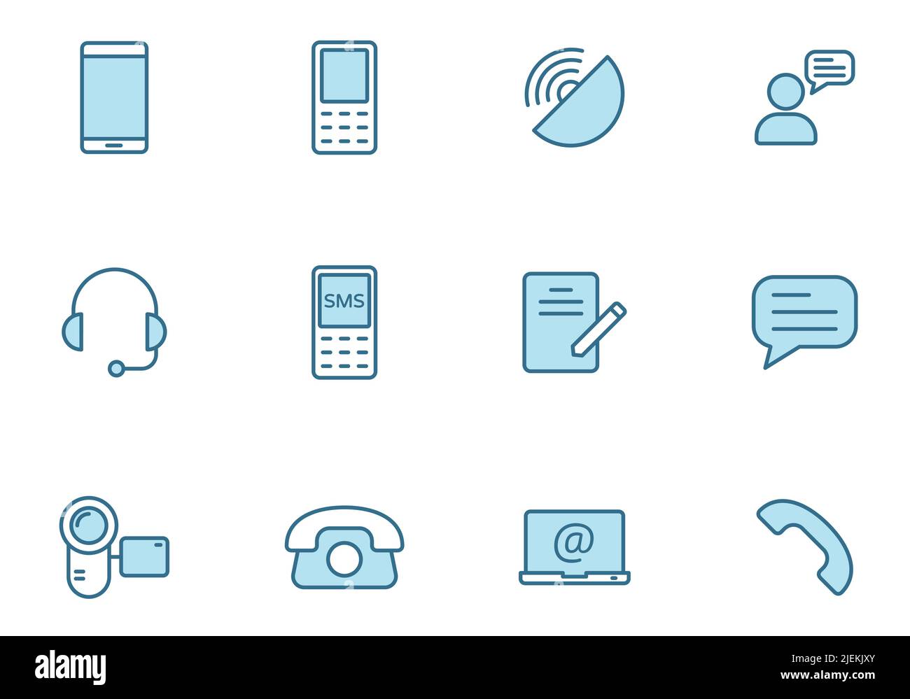 communication linear vector icons in two colors isolated on white ...