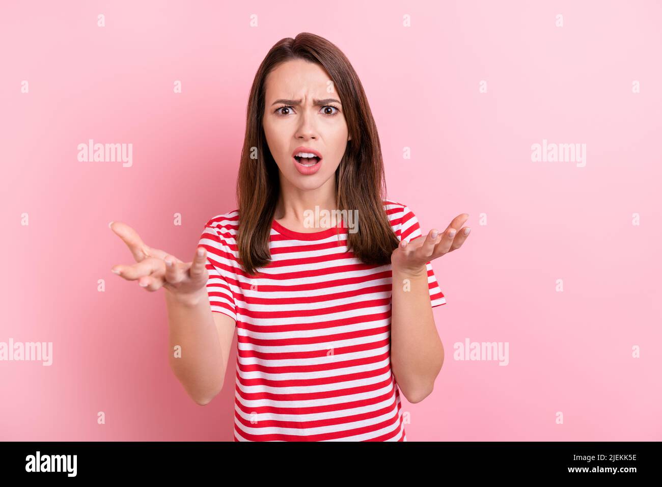Photo of young girl unhappy angry displeased conflict argument ...