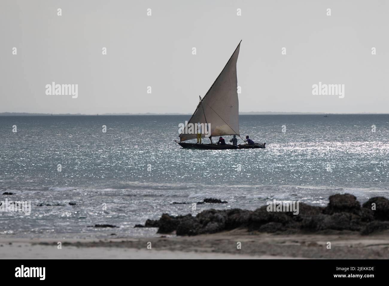 Traditional African boat Dhow. Wooden boat. Fishing boat. Bagamoyo ...