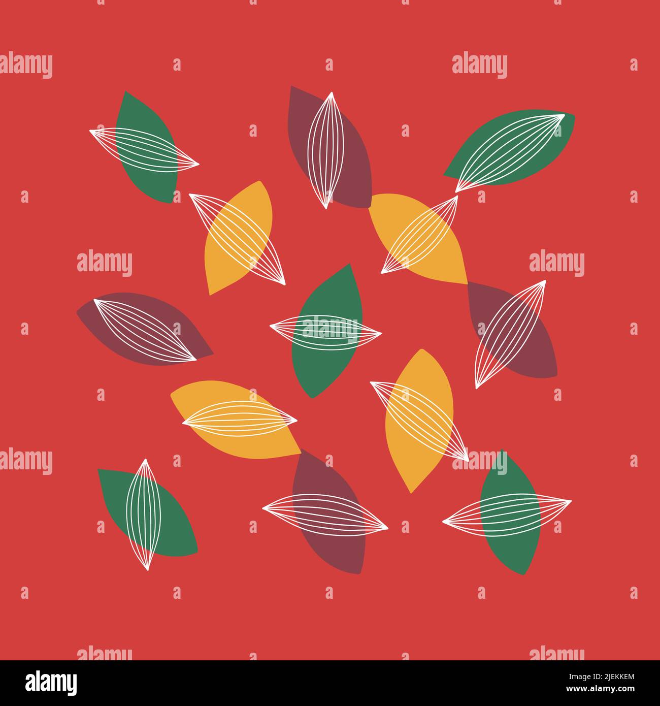 Fall leaf vector illustration. Seamless pattern. Hand drawn colorful ...