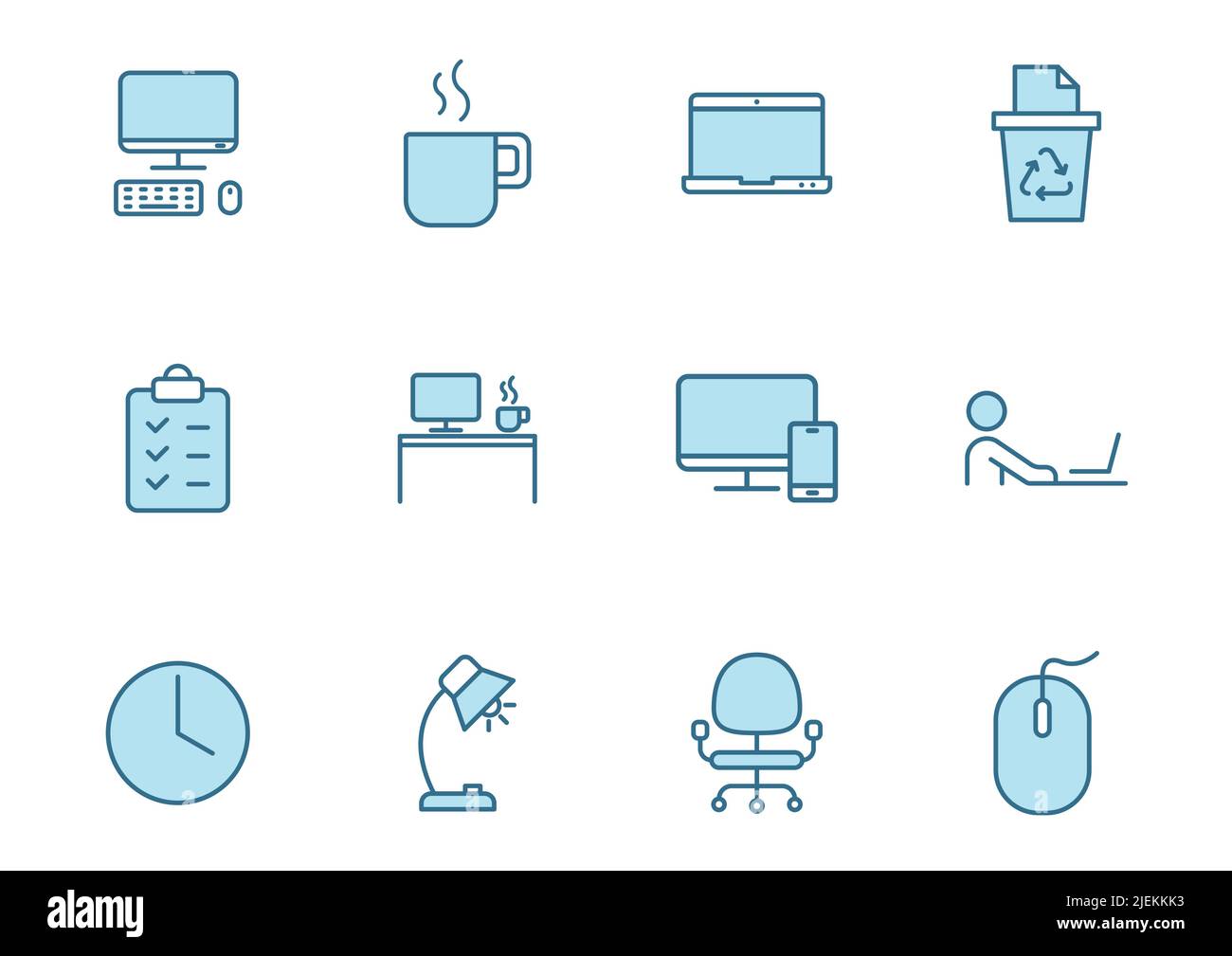 workspace linear vector icons in two colors isolated on white ...