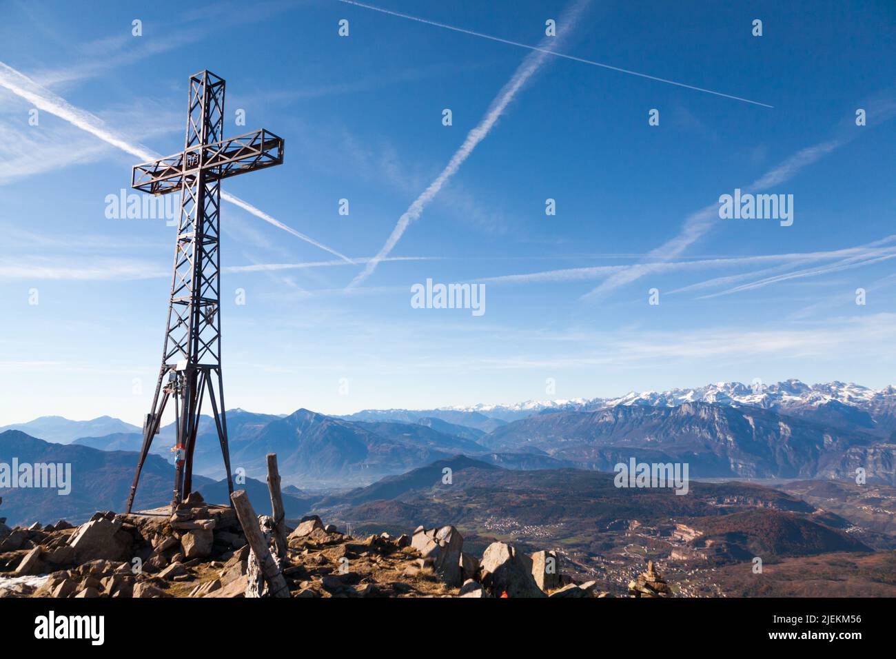 Landscape from Costalta mount top. Italian Alps panorama. Baselga di ...