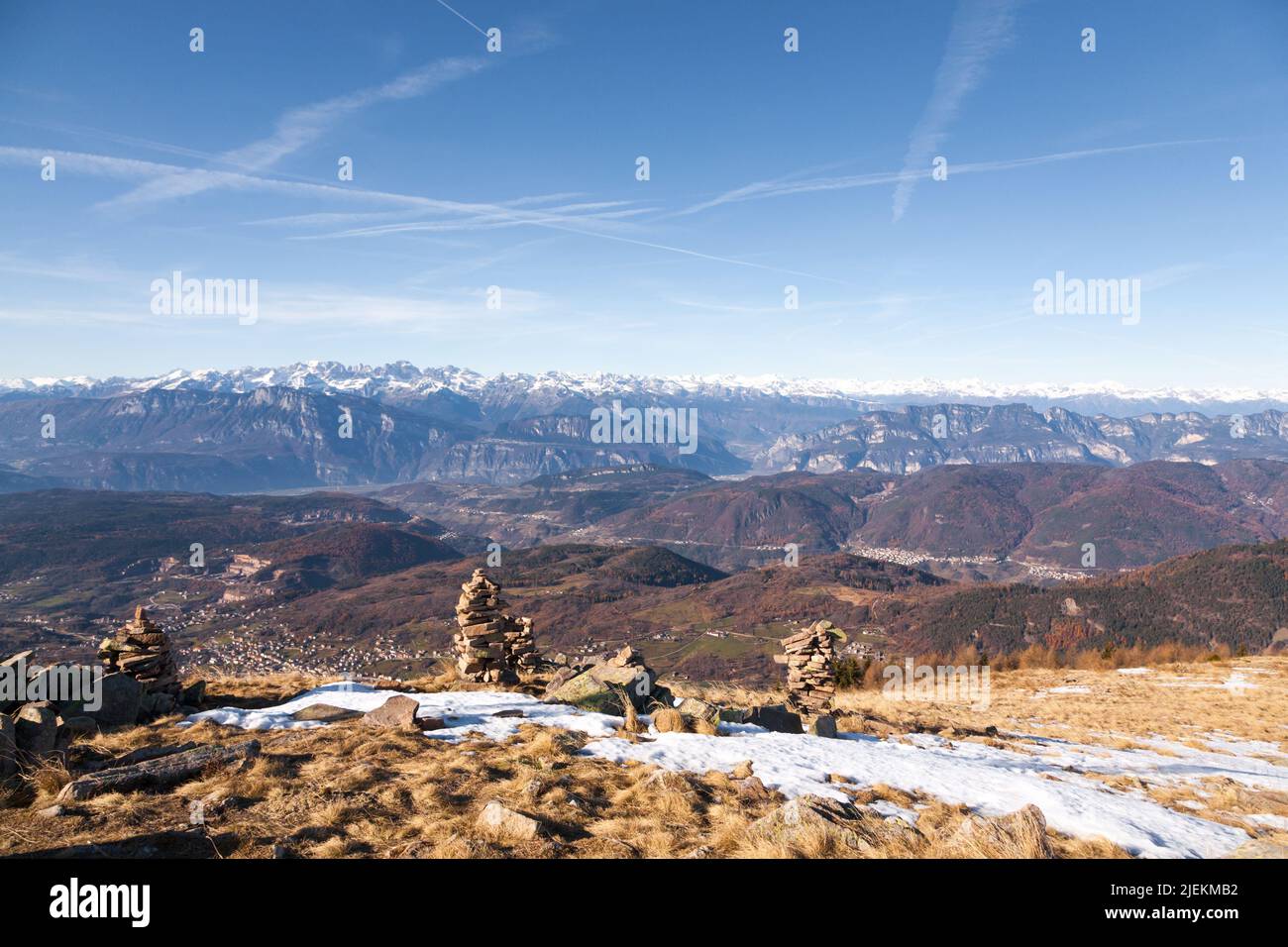 Landscape from Costalta mount top. Italian Alps panorama. Baselga di ...