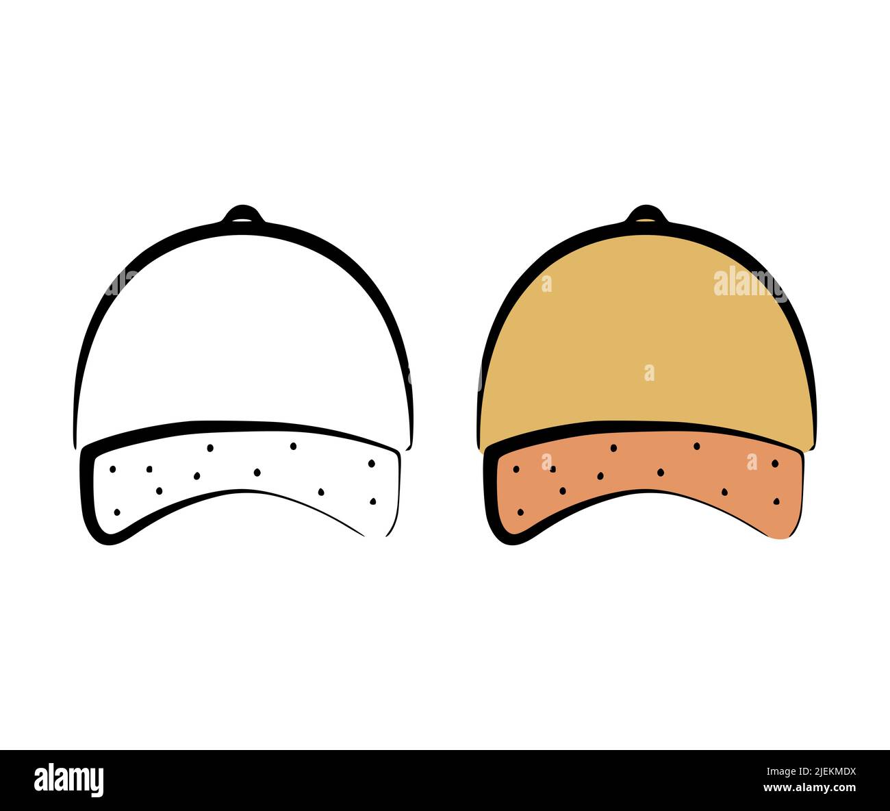 Vector illustration of a headgear, baseball cap in a hand drawn style ...