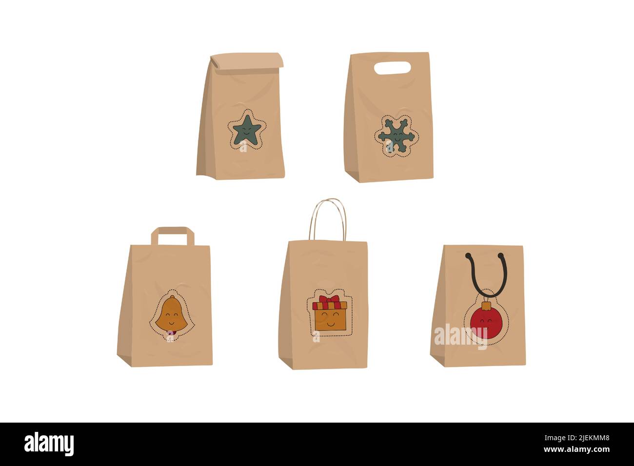 Paper Christmas craft packages set. Vector illustration image Stock ...