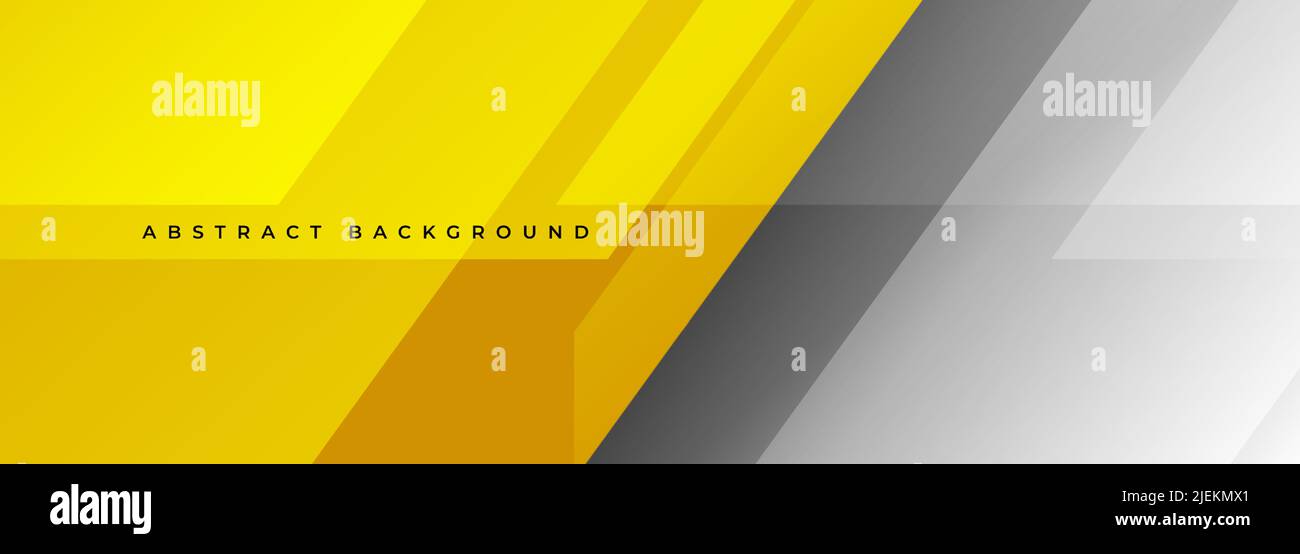 Yellow and gray modern futuristic abstract wide banner with geometric ...