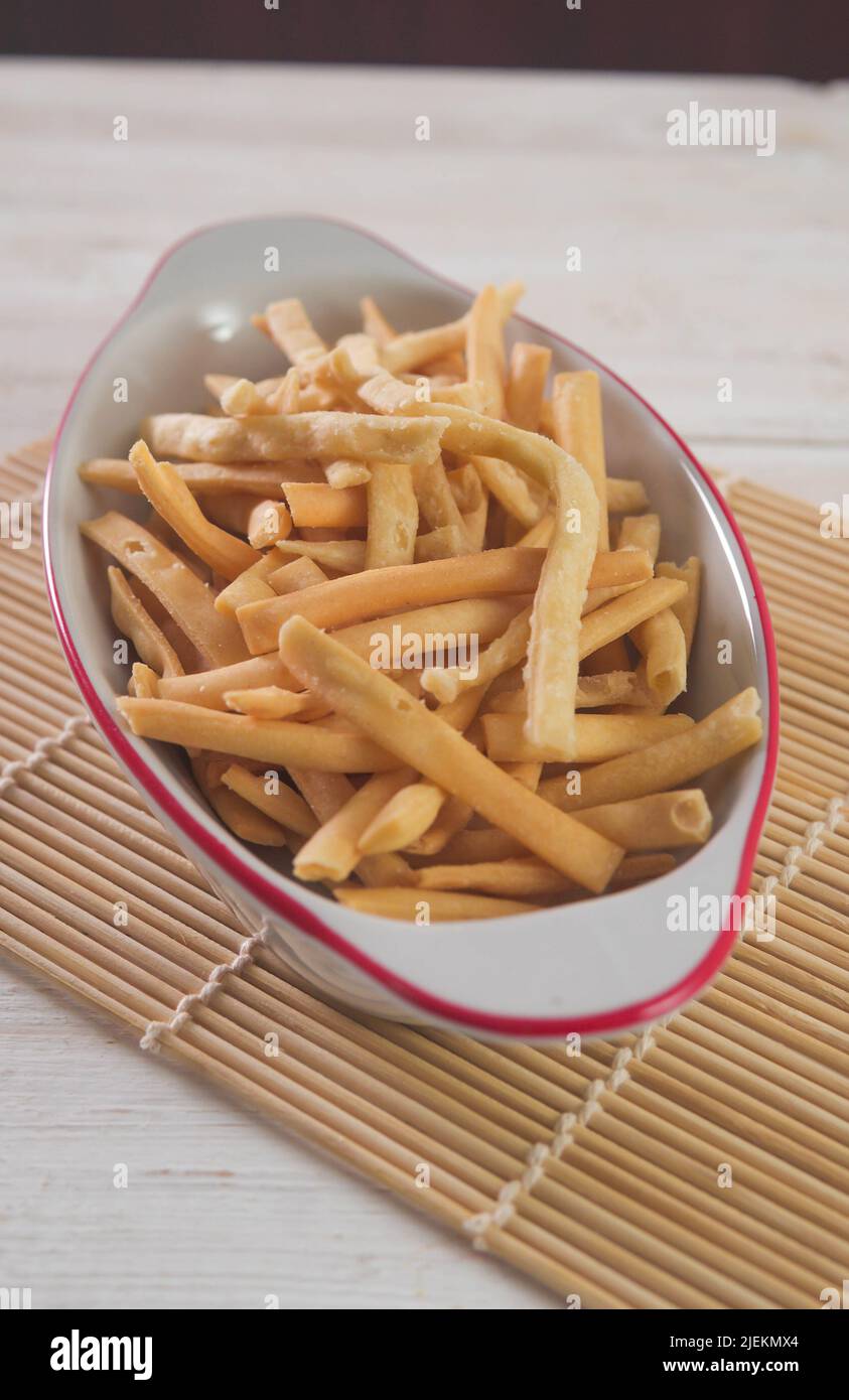 Stik keju or cheese stick crackers made from flour,cheese and egg ...