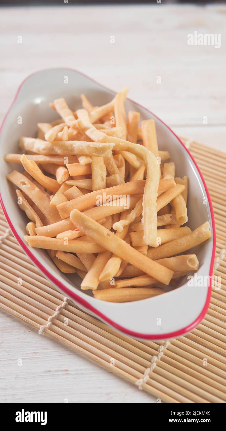 Stik keju or cheese stick crackers made from flour,cheese and egg ...