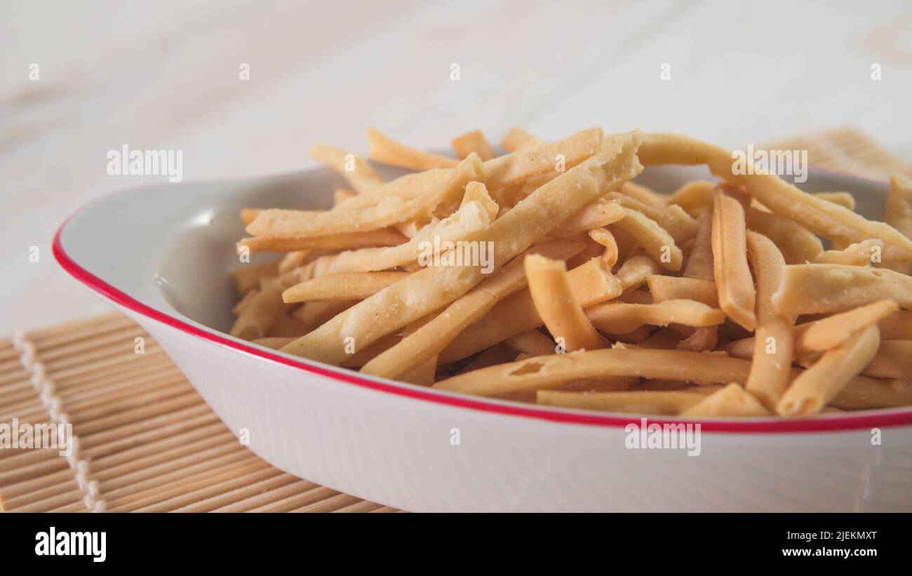 Stik keju or cheese stick crackers made from flour,cheese and egg ...