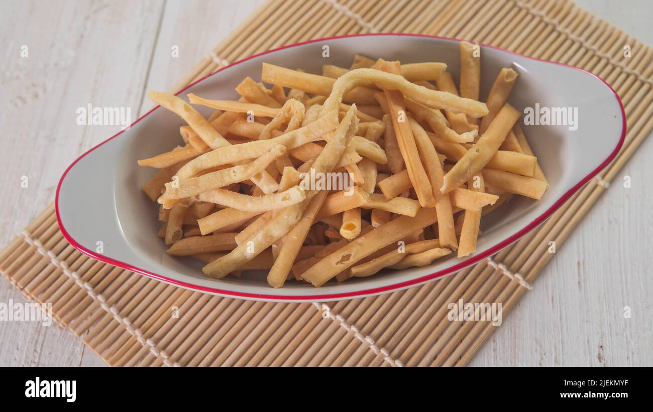 Stik keju or cheese stick crackers made from flour,cheese and egg ...