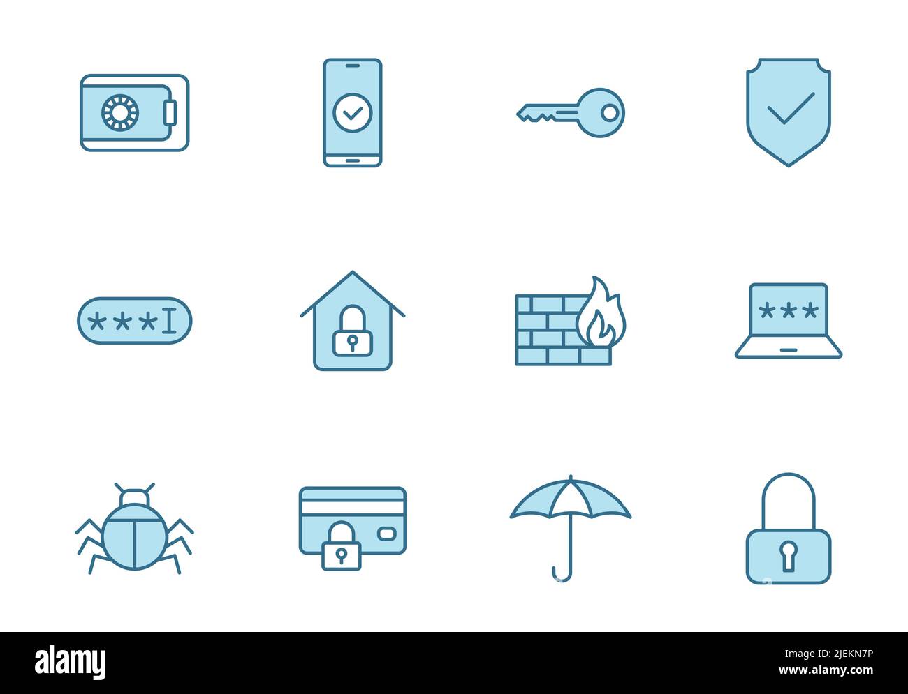 security linear vector icons in two colors isolated on white background ...