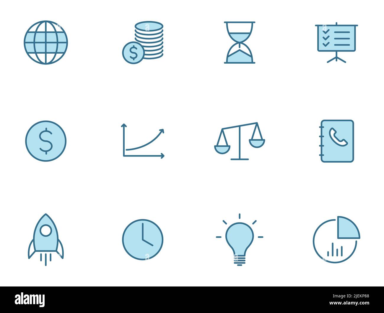 Business line icon set in two colors isolated on white background Stock ...