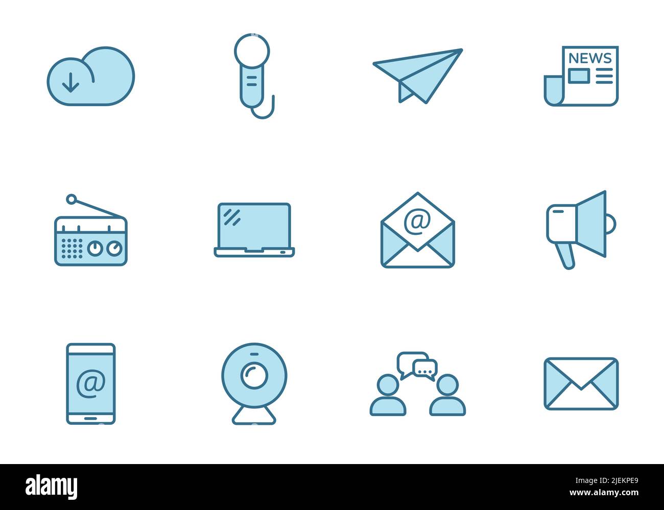 communication linear vector icons in two colors isolated on white ...