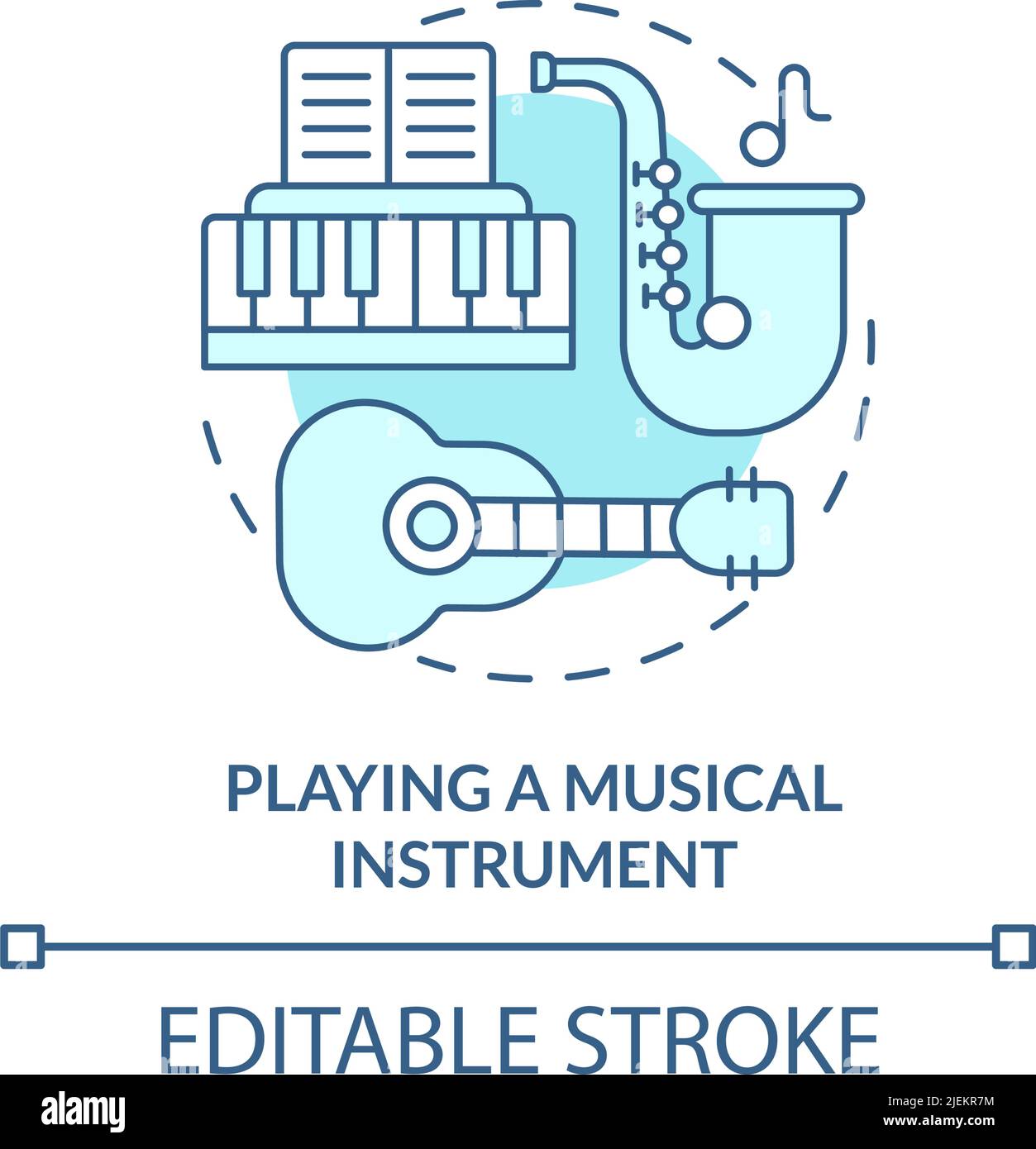 Playing musical instrument turquoise concept icon Stock Vector Image ...