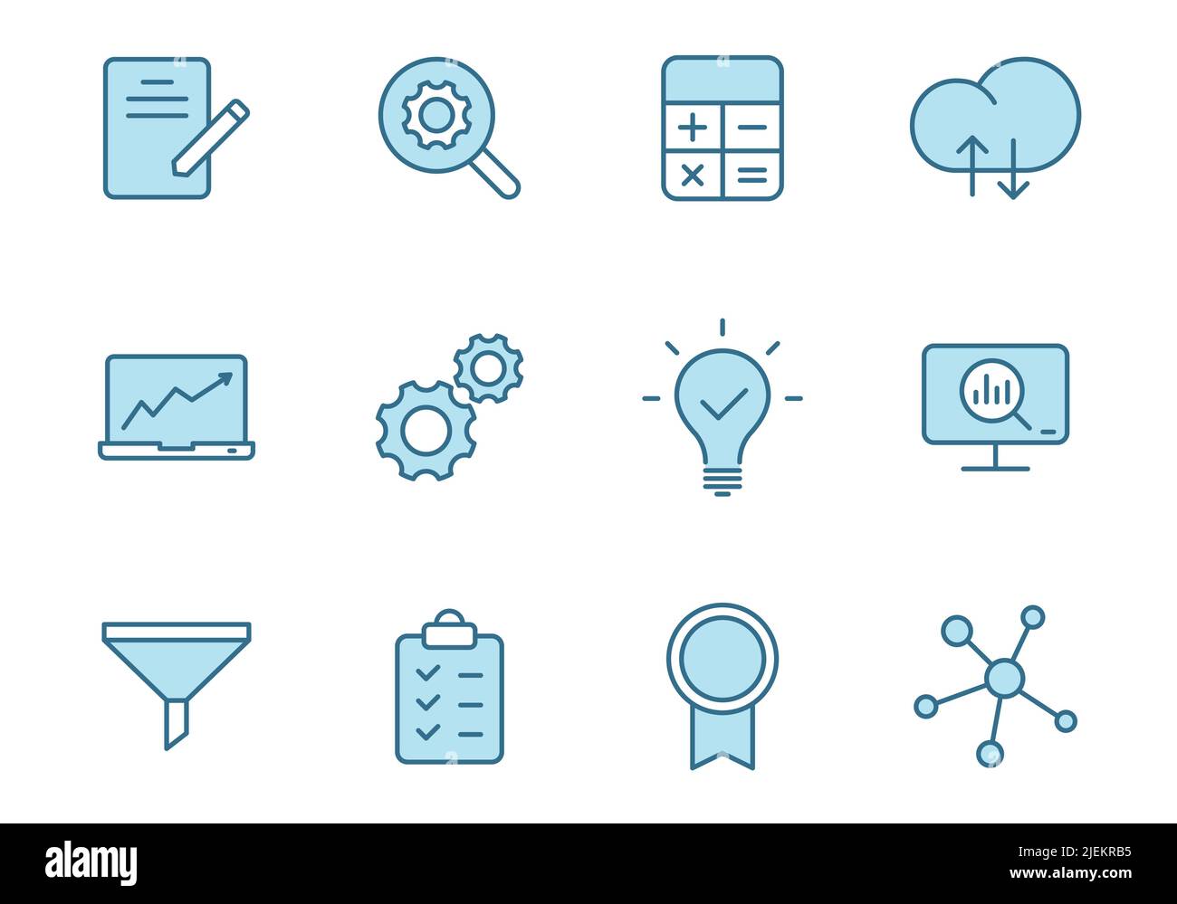 data analytics linear vector icons in two colors isolated on white ...